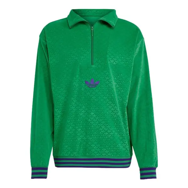 Adidas Originals Funnel Velour Logo Quarter-zip Sweatshirt - Default Colorway