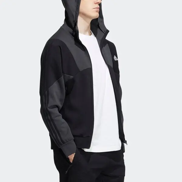 Adidas Casual Sports Hooded Splicing Jacket