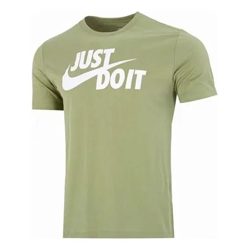 Nike Large Alphabet Logo Printing Breathable Round Neck Casual Sports Short Sleeve Green T-shirt - Default Colorway