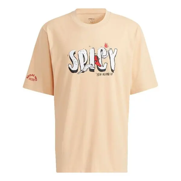 Adidas Neo May Love Tee Subject Printing Loose Sports Short Sleeve - Orange