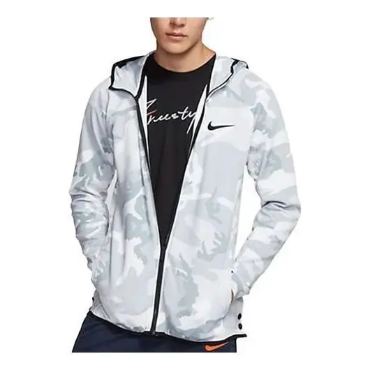 Nike Dri-fit Spotlight Camo Basketball Hoodie - White/grey