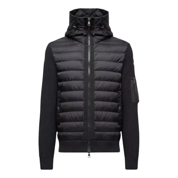 Moncler Padded Wool Zip-up Hoodie - Black