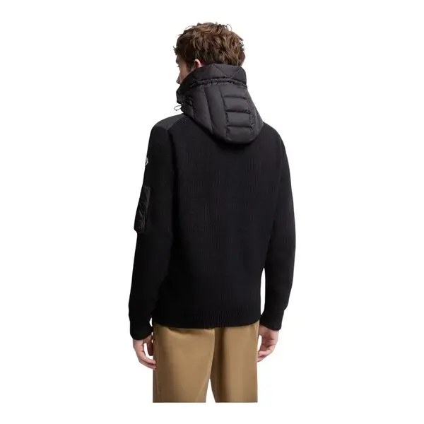 Moncler Padded Wool Zip-up Hoodie - Black