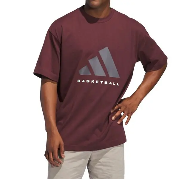Adidas Basketball T-shirt Asia Sizing 'burgundy