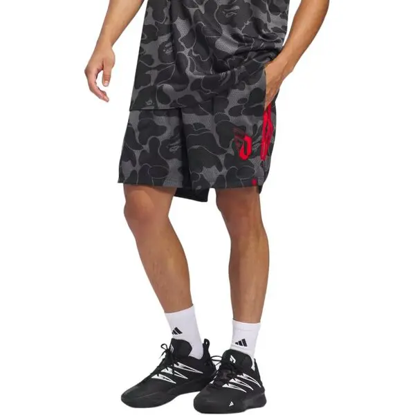 Adidas X Bape Basketball Shorts - Grey/red