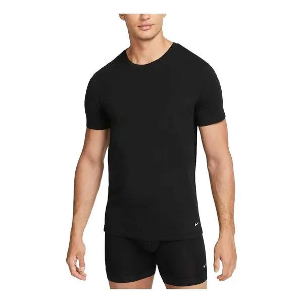 Nike Dri-fit Essential Cotton Stretch Slim Fit Crewneck Undershirt - Black