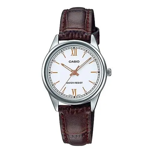 Casio Analog Quartz Watch With Leather Strap