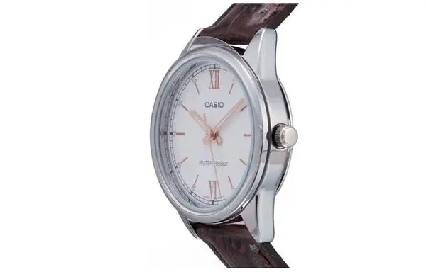 Casio Analog Quartz Watch With Leather Strap