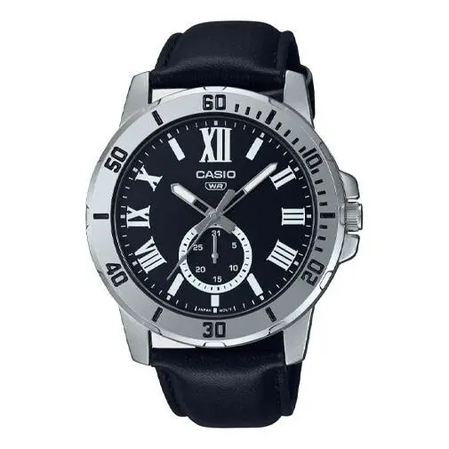 Casio Analog Strap Watch With Black Dial - Black/silver