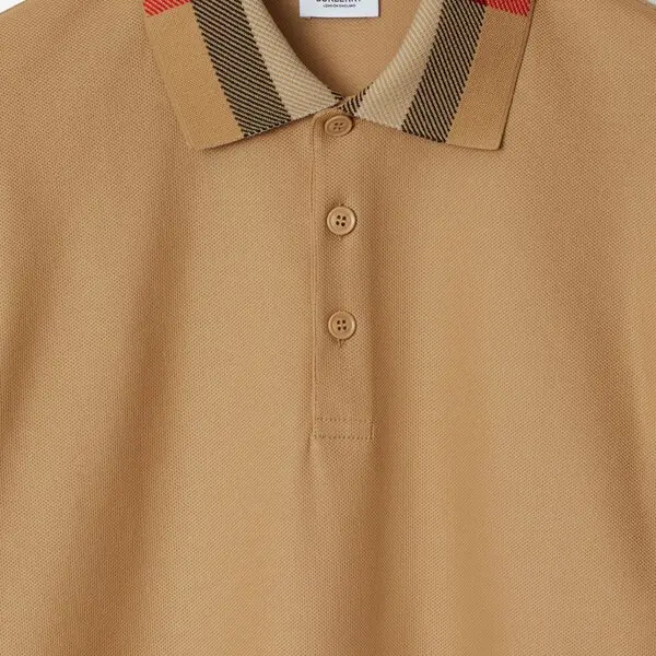 Burberry 26 Check Collar Cotton Polo Shirt - Beige
