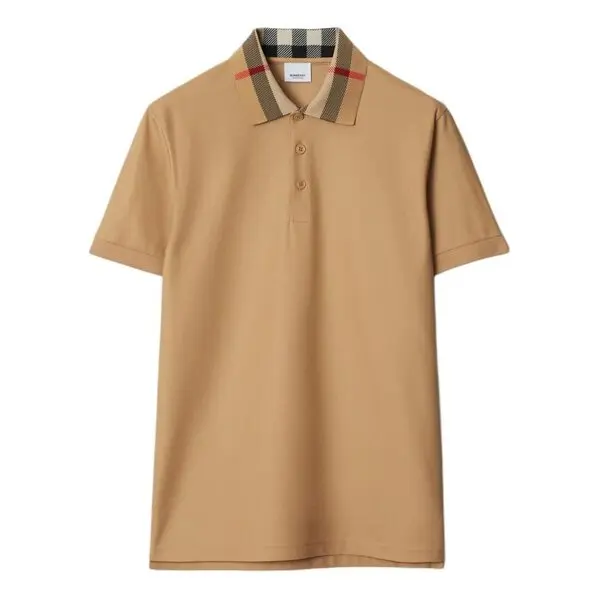 Burberry 26 Check Collar Cotton Polo Shirt - Beige