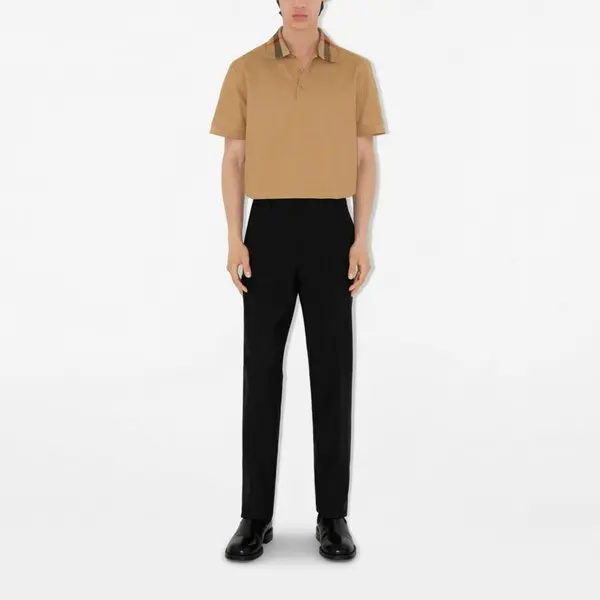 Burberry 26 Check Collar Cotton Polo Shirt - Beige