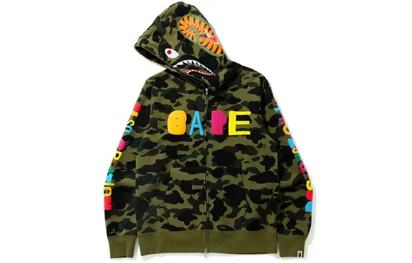 A BATHING APE X Readymade Shark Camo Full Zip Hoodie - Green