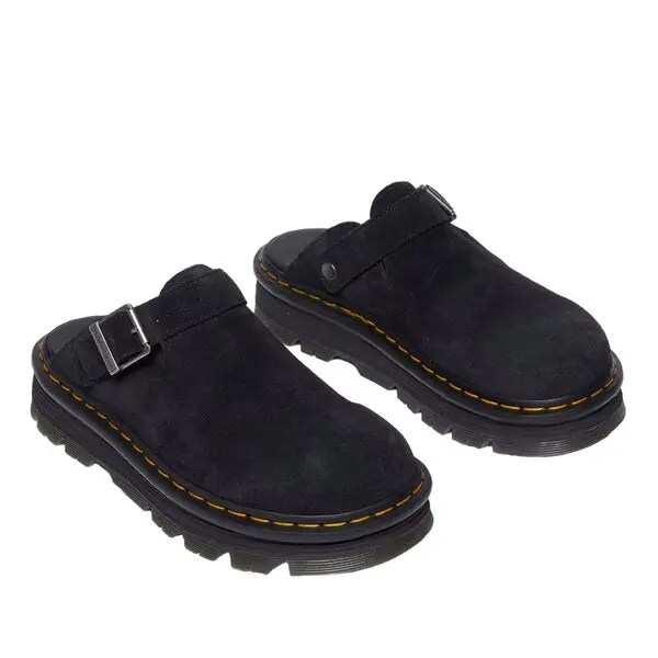Dr. Martens Zebzag Suede Slingback Platform Mule - Black