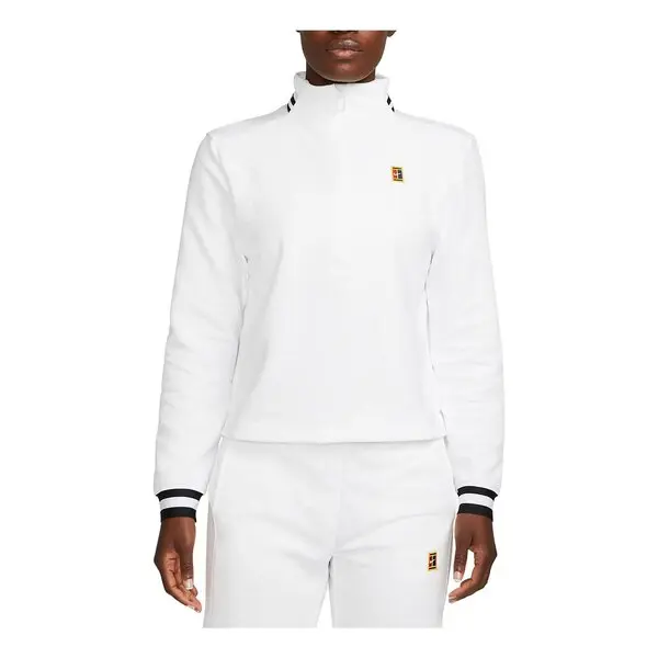 Nike Court Dri-fit French Terry Tennis Top - White/black