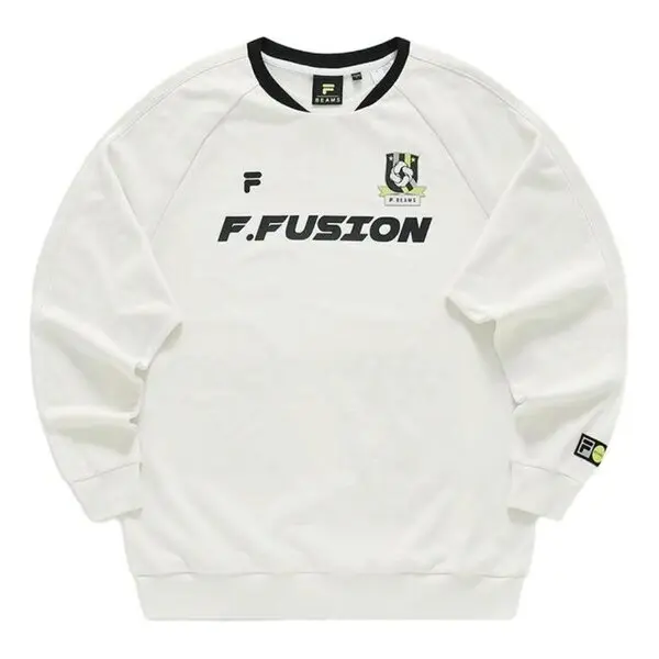 FILA FUSION X Beams Letter Printed Crew Neck Sweatshirt - White/black