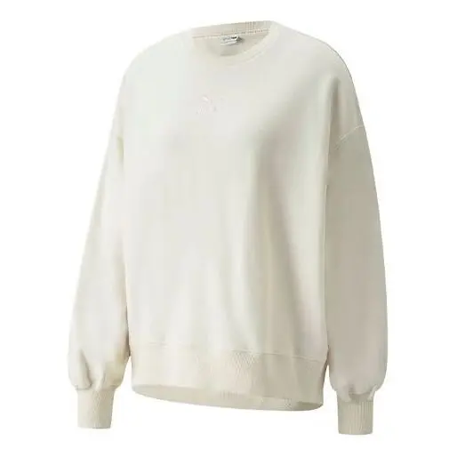 PUMA Logo Embroidery Round-neck Sweatshirt - Tan