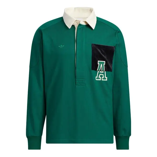 Adidas Anti University Long Sleeve Rugby Polo Shirt - Green