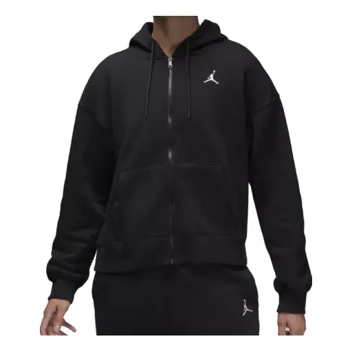 JORDAN Air Brooklyn Fleece Full Zip Hoodie - Black/white