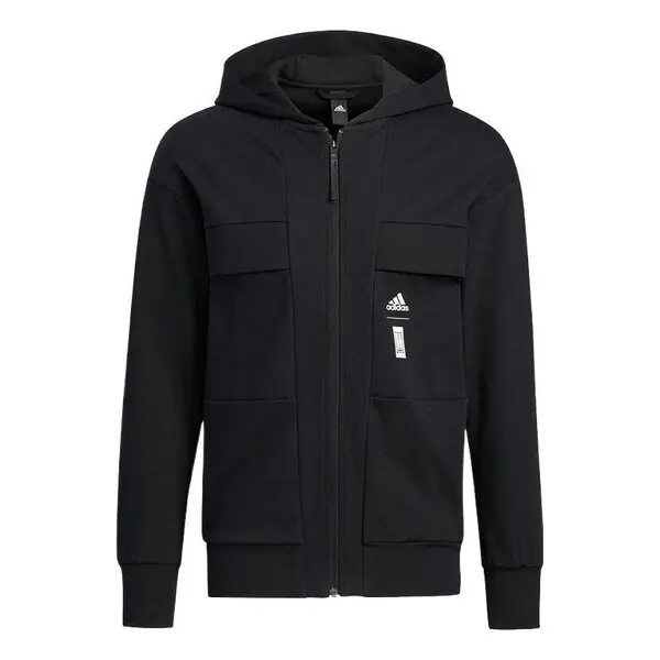 Adidas Solid Color Knit Hooded Jacket - Multi-color