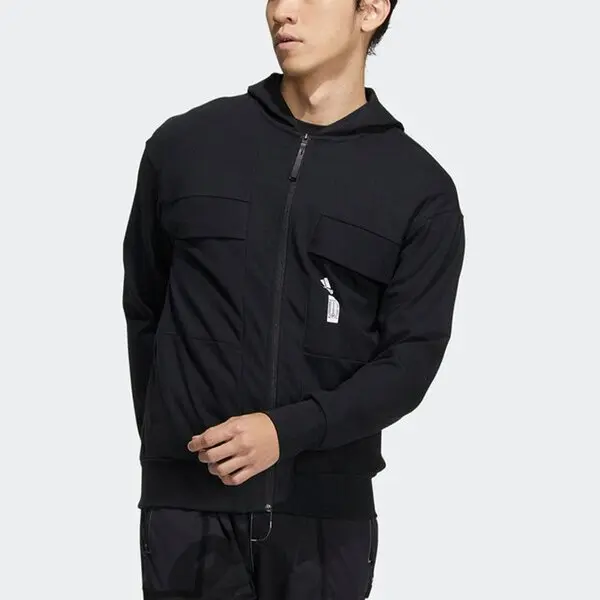 Adidas Solid Color Knit Hooded Jacket