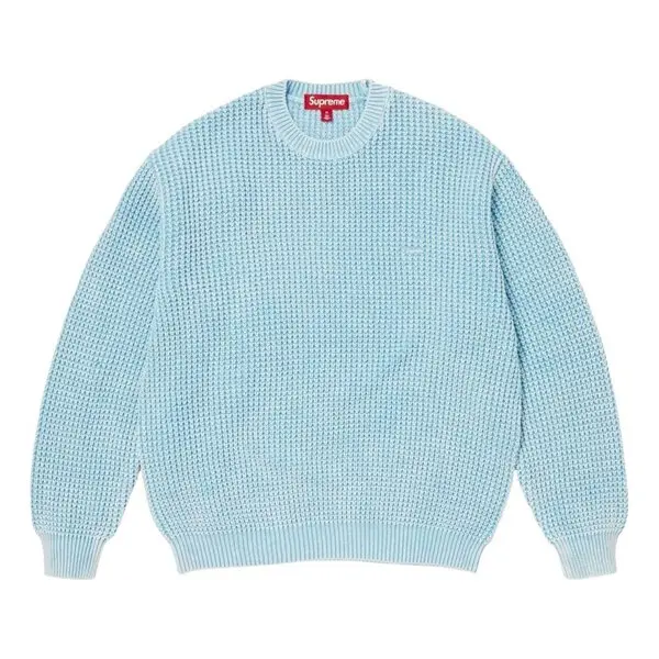 Supreme Washed Small Box Waffle Sweater - Light Blue