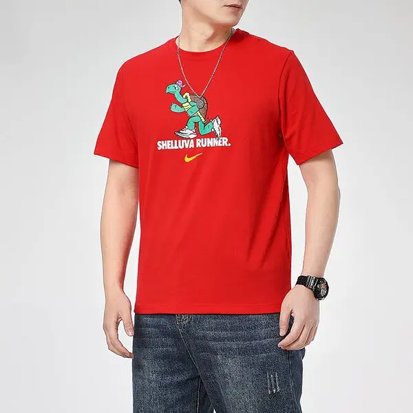 Nike Dri-fit Graphic Print Short Sleeve T-shirt - Red