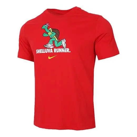 Nike Dri-fit Graphic Print Short Sleeve T-shirt - Red