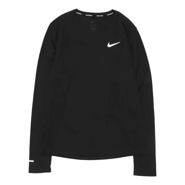 Nike Dri-fit Miler Uv Long Sleeve T-shirt - Black/white