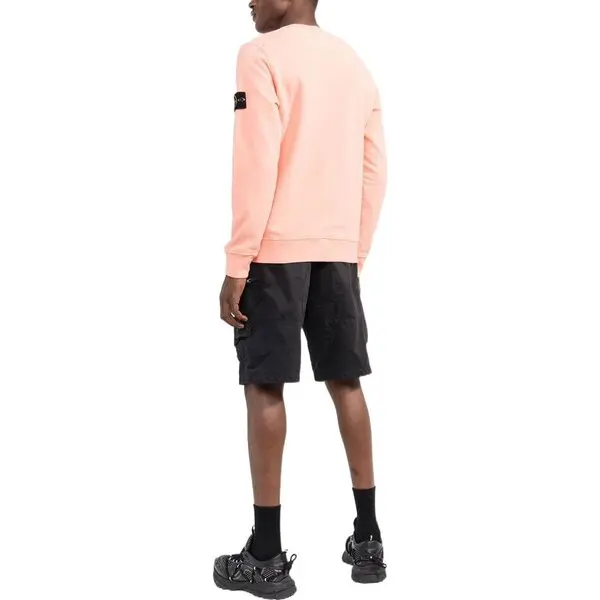 Stone Island Brushed Cotton Fleece Crewneck Sweatshirt - Pink