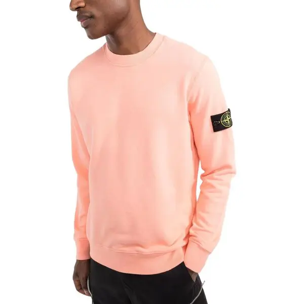 Stone Island Brushed Cotton Fleece Crewneck Sweatshirt - Pink