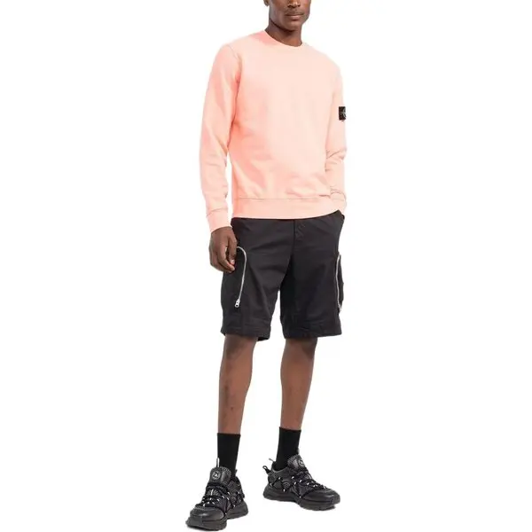Stone Island Brushed Cotton Fleece Crewneck Sweatshirt - Pink