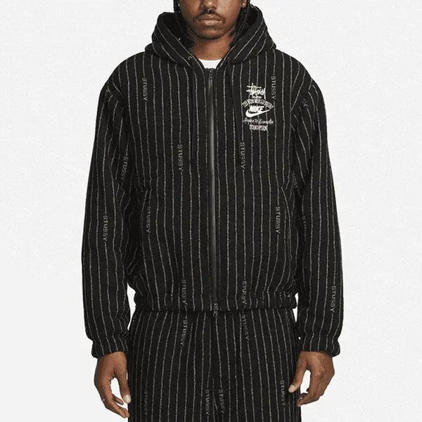 Nike X Stussy Stripe Wool Zip-up Hoodie