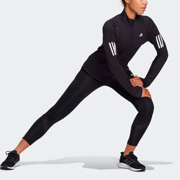 Adidas Logo Stripe Quarter Zip Running Jacket