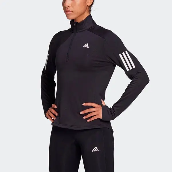 Adidas Logo Stripe Quarter Zip Running Jacket
