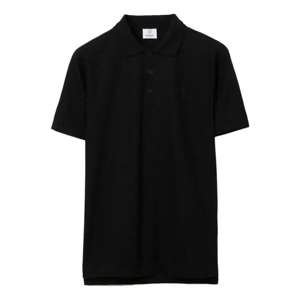 Burberry Pattern Short Sleeve Polo Shirt - Black