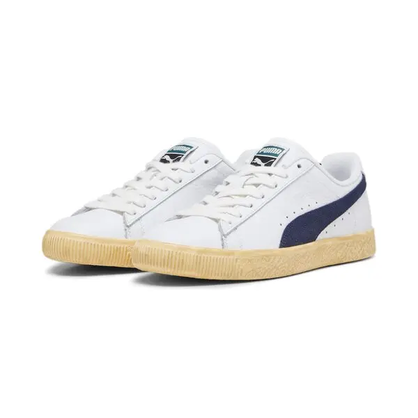 PUMA Clyde Vintage Sneakers - White/navy/yellow
