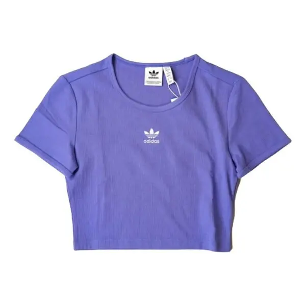 Adidas Originals Essential Ribbed Cropped T-shirt - Purple