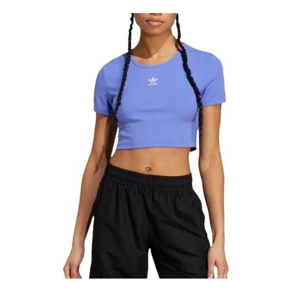 Adidas Originals Essential Ribbed Cropped T-shirt - Purple