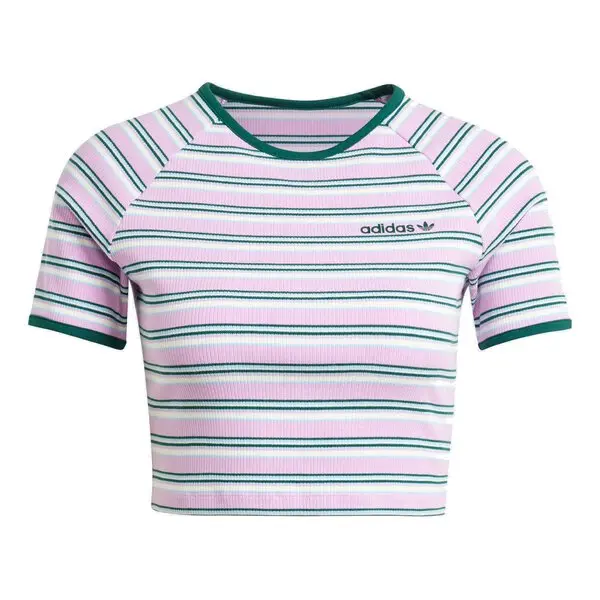 Adidas 80s Rib Stripe Baby T-shirt - Pink/white