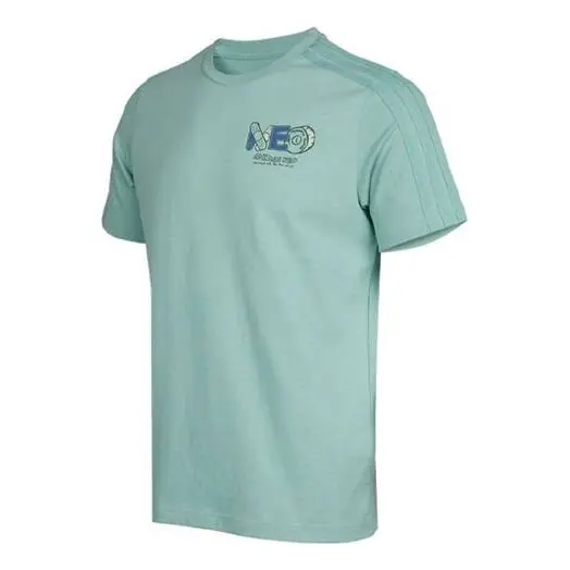 Adidas Neo Printing Sports Round Neck Short Sleeve Green