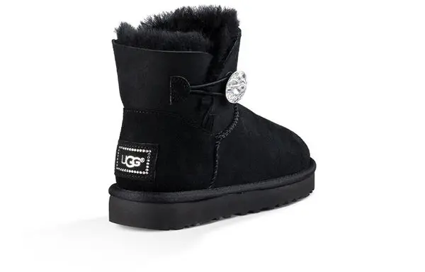 UGG Mini Bailey Button Bling Boots - Black