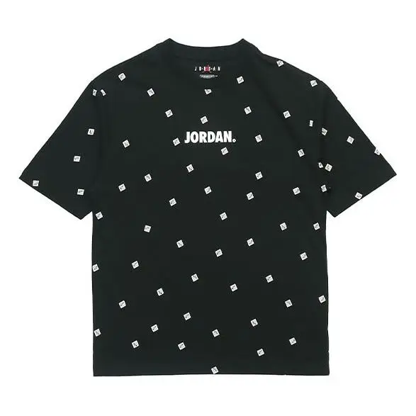 JORDAN Logo Print Crew Neck Short-sleeved - Black