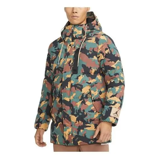 JORDAN Camouflage Print Hooded Down Jacket - Green