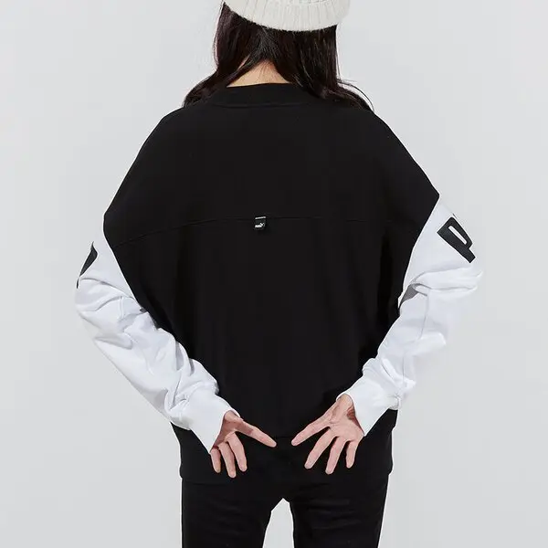 PUMA Crewneck Sweatshirt With Color Block Sleeves And Logo Detailing