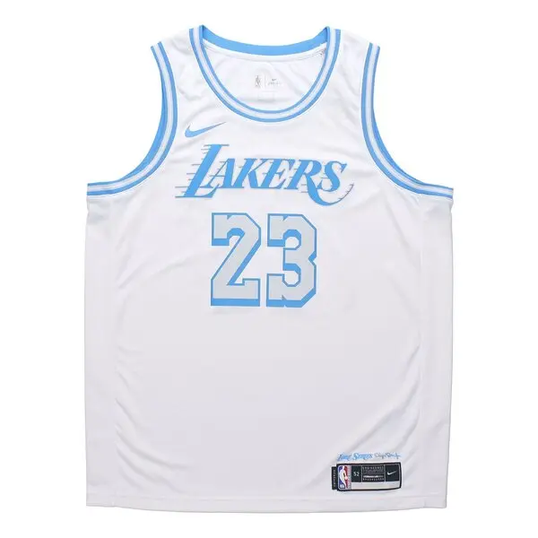 Nike Nba Lebron James Los Angeles Lakers 2021/22 City Edition Swingman Jersey #23 - White/blue