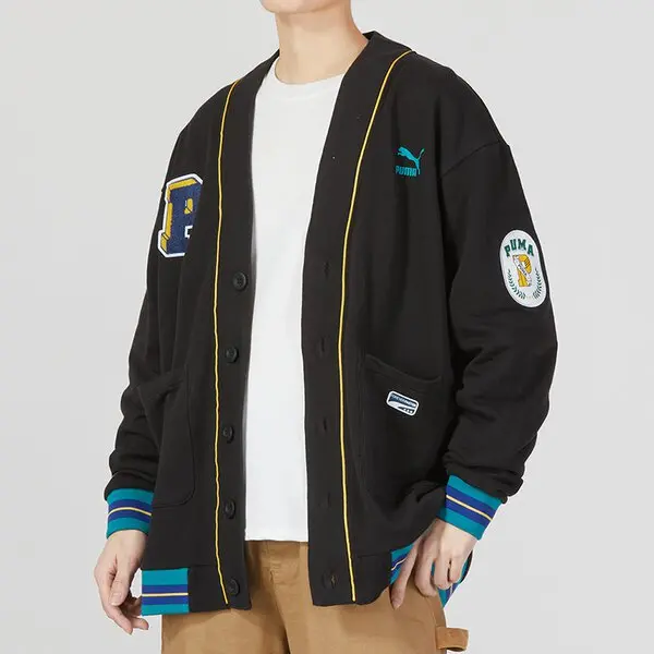 PUMA Team Badge V-neck Jacket - Black