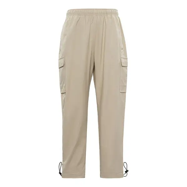 Nike Logo Small Label Embroidered Woven Cargo Casual Pants/trousers Light Brown - Multi-color