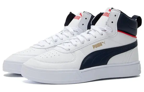 PUMA Caven Mid Top Lace-up Sneakers - White/blue/red