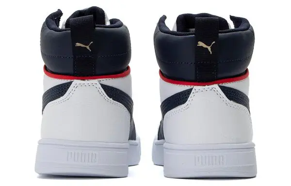 PUMA Caven Mid Top Lace-up Sneakers - White/blue/red
